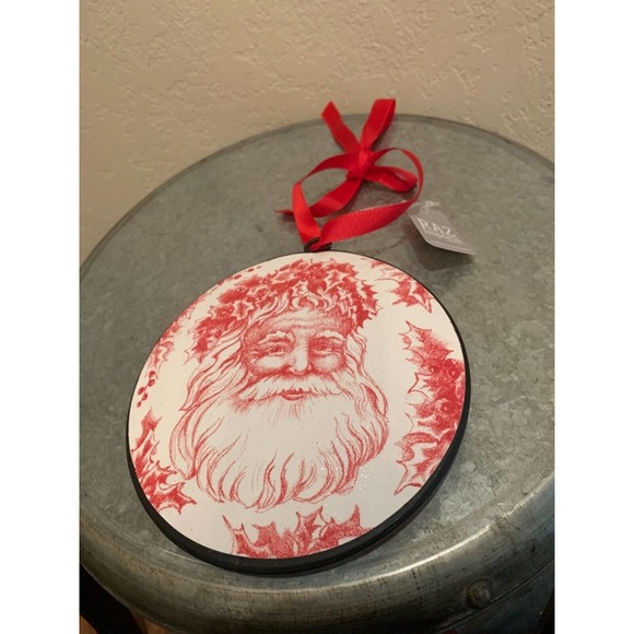 Raz Imports | Holiday | 6 Santa Disc Ornament By Raz Imports Redwhite C ...